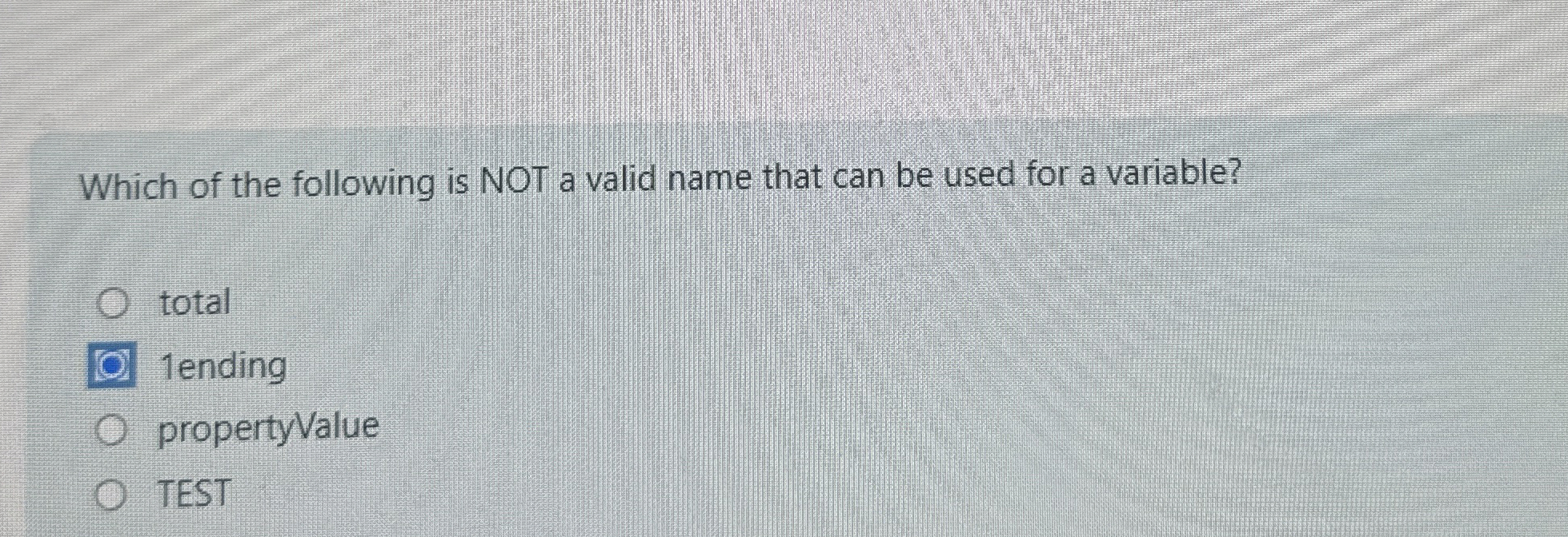 Solved Which of the following is NOT a valid name that can | Chegg.com