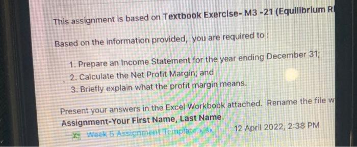 Solved M3-21 Preparing Financial Statements from a Trial | Chegg.com