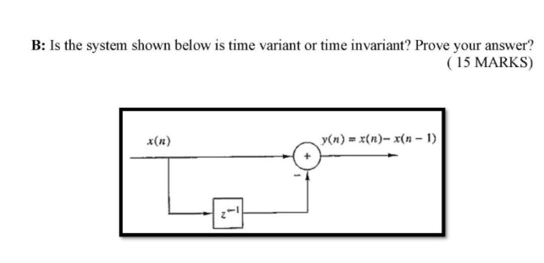 Solved B: Is the system shown below is time variant or time | Chegg.com