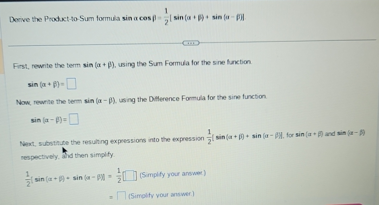Solved Derive the Product-to-Sum formula | Chegg.com