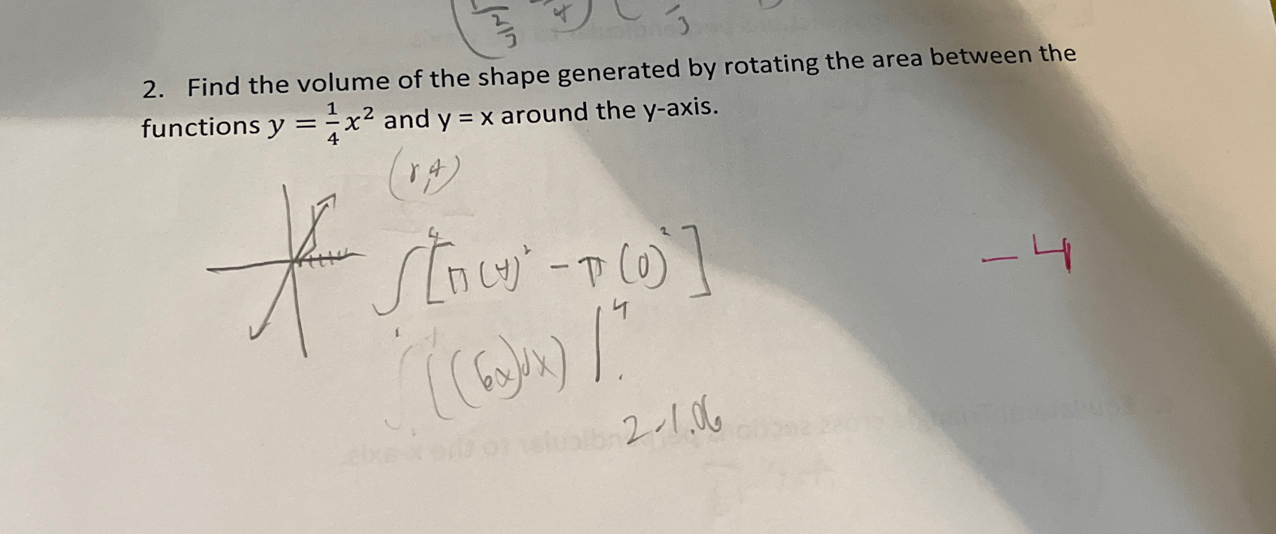 Solved Find the volume of the shape generated by rotating | Chegg.com