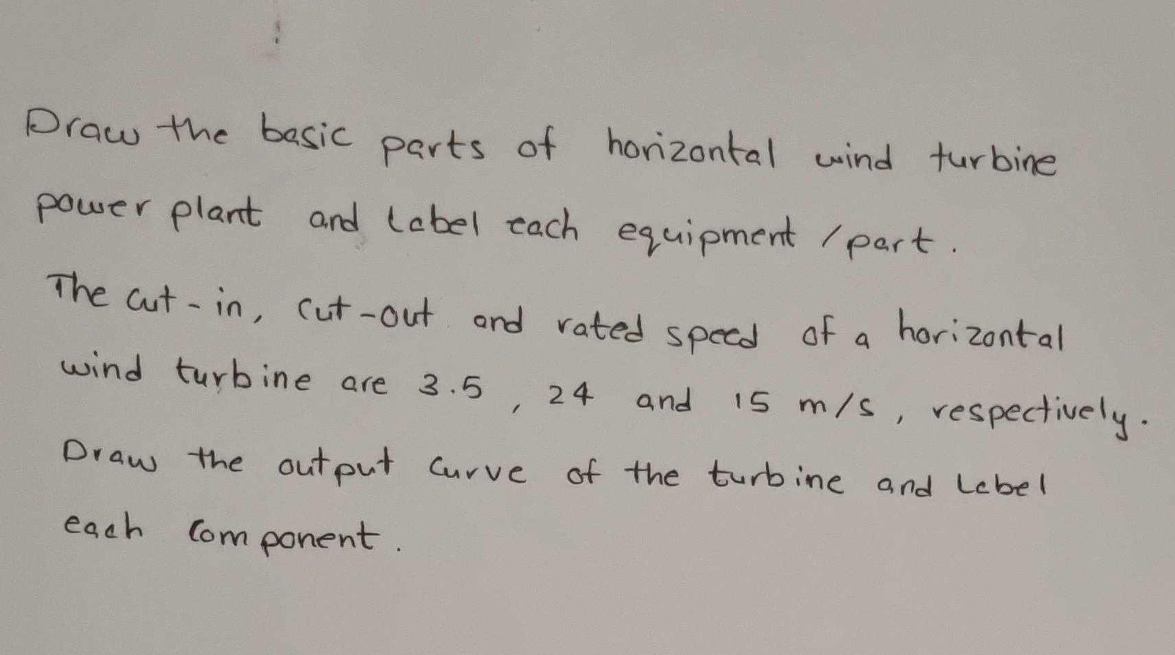 Solved Draw the basic parts of horizontal wind turbine power | Chegg.com Solved Draw the basic parts of horizontal wind turbine power | Chegg.com