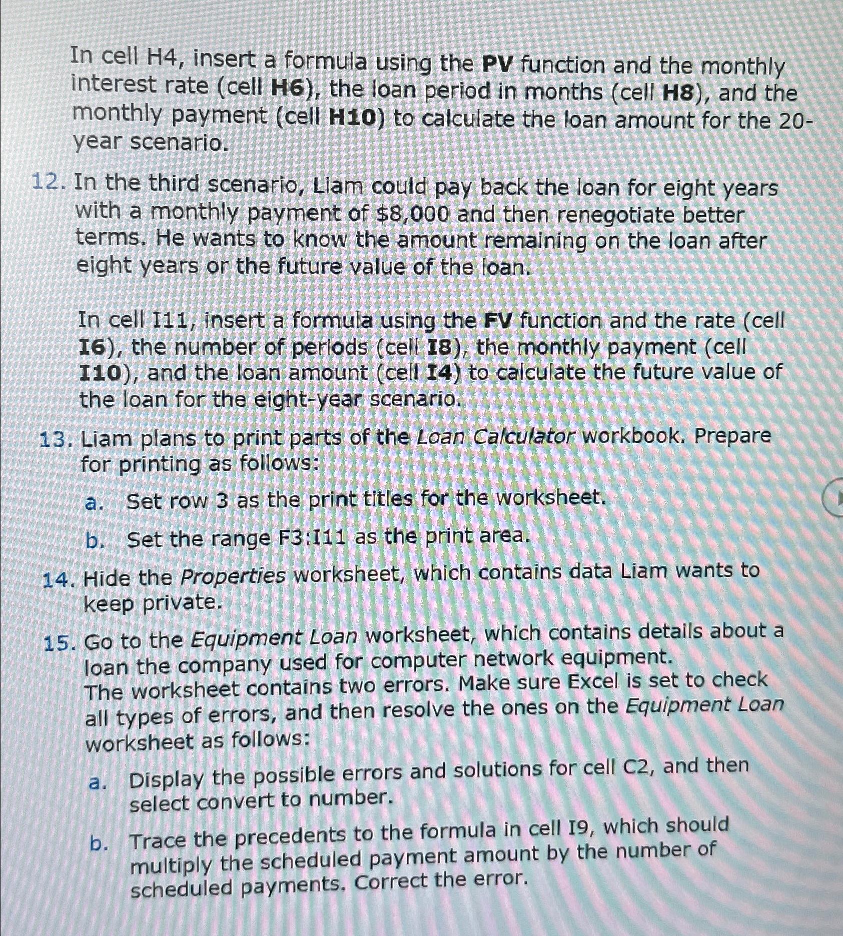 Solved In cell H4, ﻿insert a formula using the PV function | Chegg.com