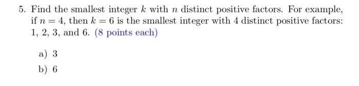 Solved 5. Find the smallest integer k with n distinct | Chegg.com