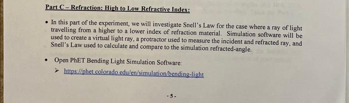 Solved Part C - Refraction: High to Low Refractive | Chegg.com