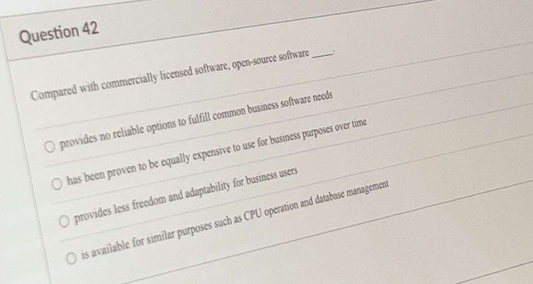 Solved Compared with commercially licensed software, | Chegg.com