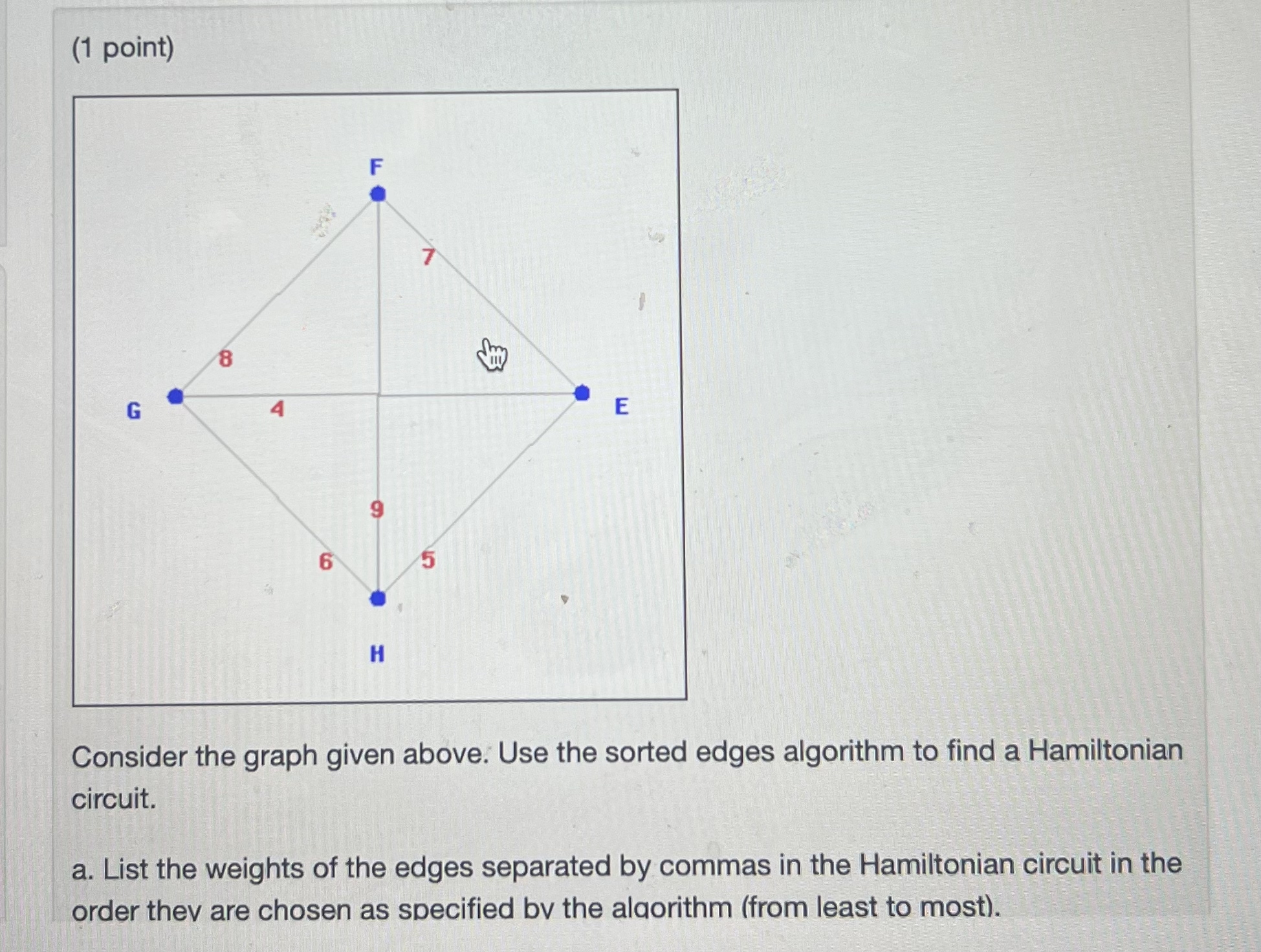 Solved (1 ﻿point)Consider the graph given above. Use the | Chegg.com