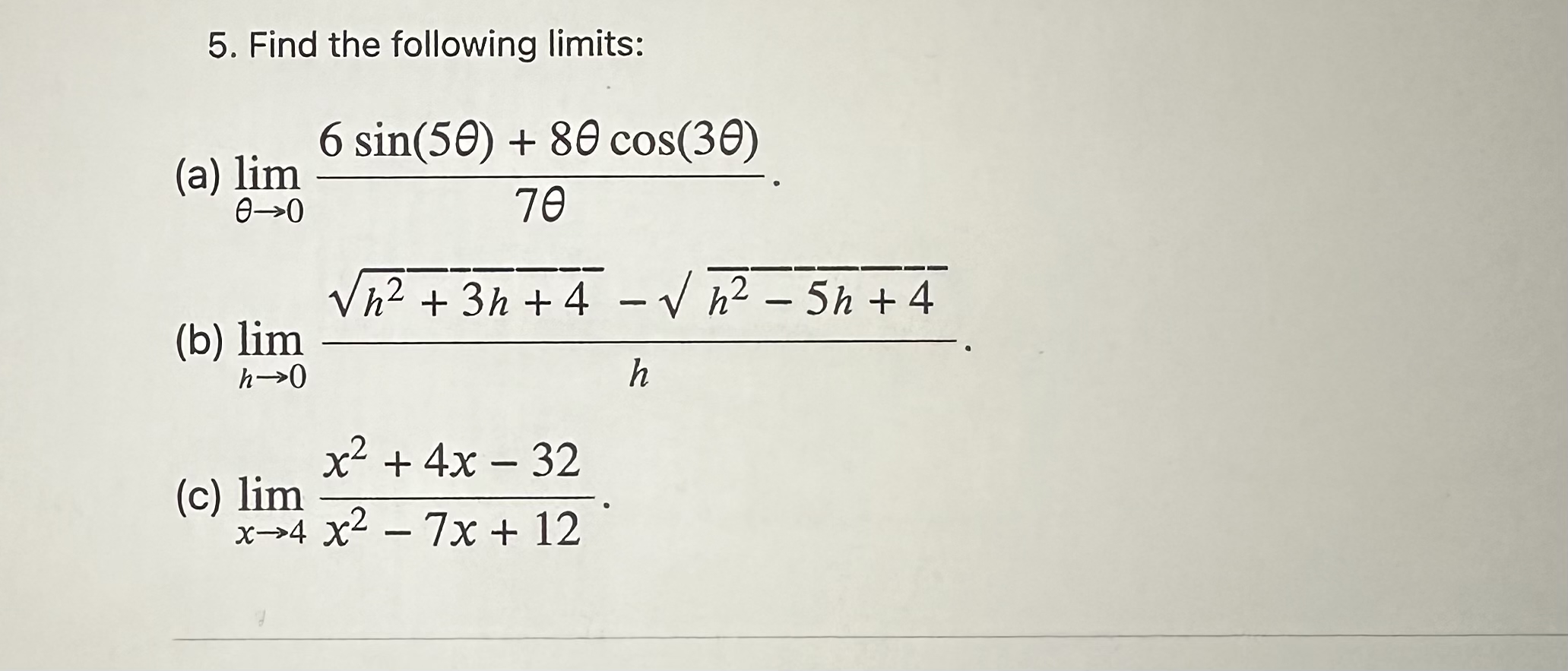 Solved Find the following | Chegg.com