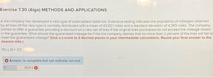 Solved Exercise 7.30 (Algo) METHODS AND APPLICATIONS A tire | Chegg.com