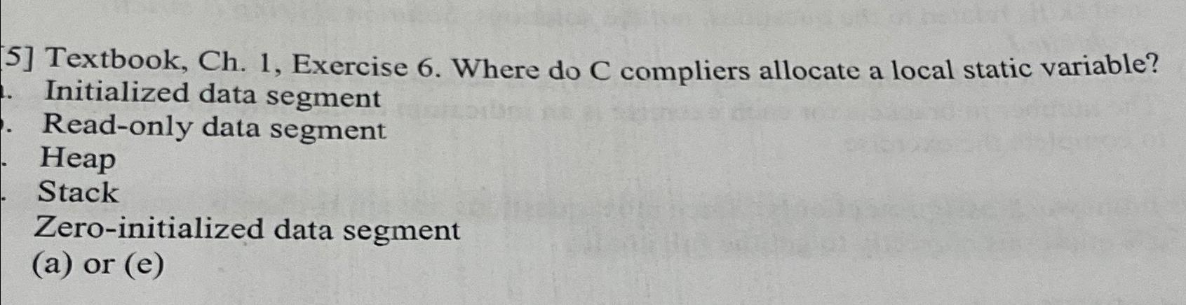 Solved 5] ﻿Textbook, Ch. 1, ﻿Exercise 6. ﻿Where do C | Chegg.com