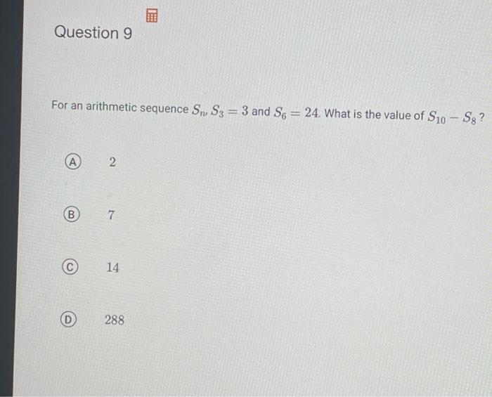 Solved For an arithmetic sequence Sn,S3=3 and S6=24. What is | Chegg.com