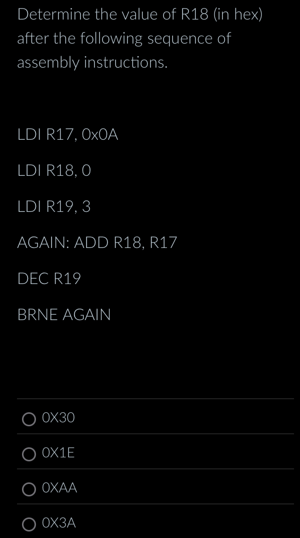 Solved Determine the value of R18 (in hex)after the | Chegg.com