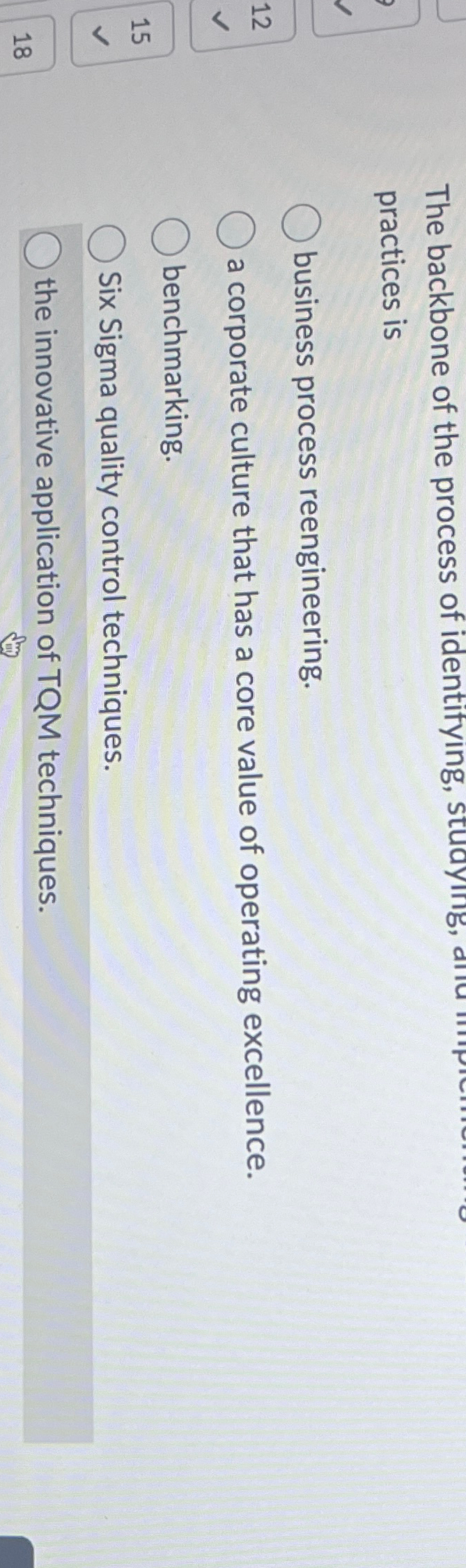 Solved The backbone of the process of identifying, practices | Chegg.com