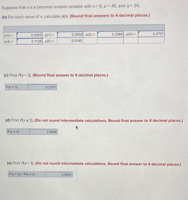 Solved Suppose that x is a binomial random variable with | Chegg.com