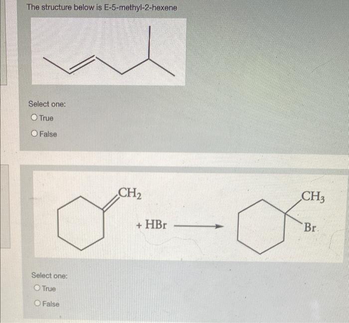Solved The structure below is E-5-methyl-2-hexene Select | Chegg.com