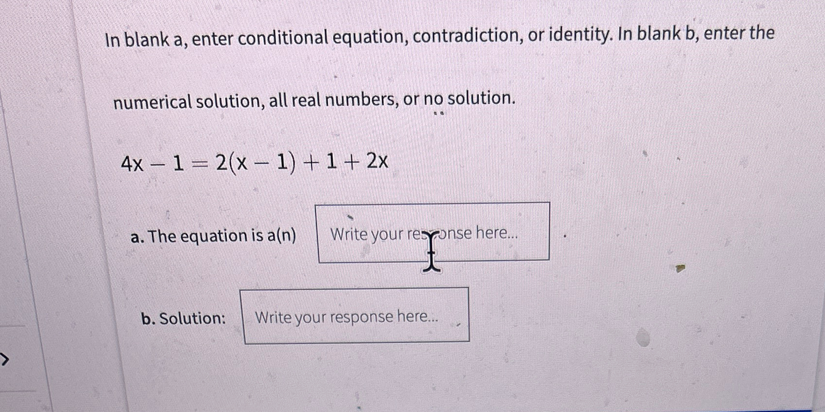 Solved In blank a, ﻿enter conditional equation, | Chegg.com