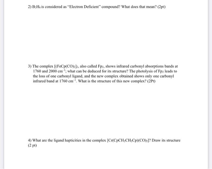 Solved 1) Determine the valence electron counts for the | Chegg.com