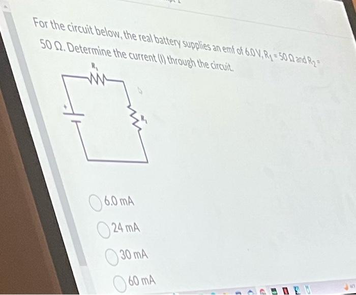 Solved 50Ω. Determine the current "I) through the circuit. | Chegg.com