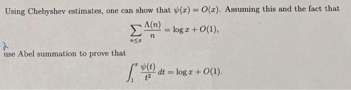 Solved Using Chebyshev estimates, one can show that y(x) = | Chegg.com