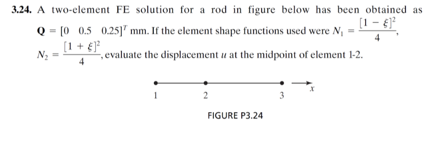 Solved 3.24. ﻿A two-element FE solution for a rod in figure | Chegg.com