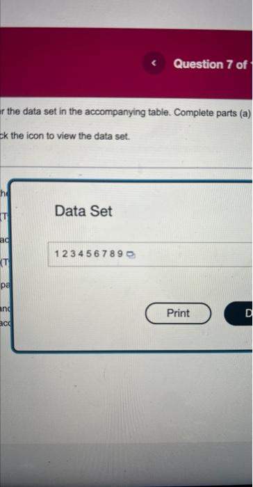 Solved Consider the data set in the accompanying table. | Chegg.com