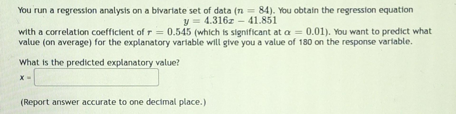 Solved You run a regression analysis on a bivariate set of | Chegg.com