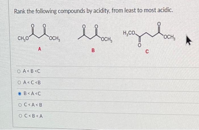 Solved Rank the following compounds by acidity, from least | Chegg.com