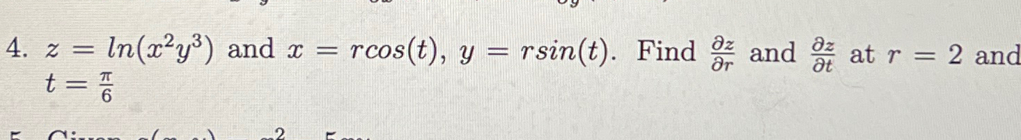 Solved z=ln(x2y3) ﻿and x=rcos(t),y=rsin(t). ﻿Find delzdelr | Chegg.com