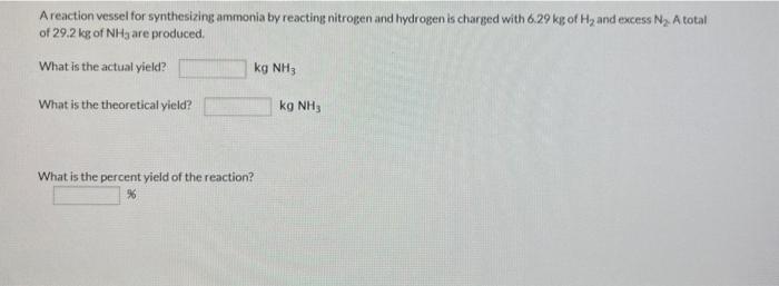 Solved A reaction vessel for synthesizing ammonia by | Chegg.com