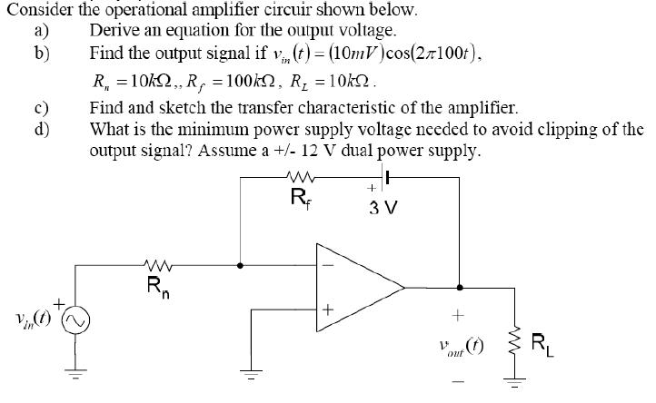 Solved Consider the operational amplifier circuit shown | Chegg.com