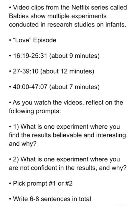 Solved - Video clips from the Netflix series called Babies | Chegg.com
