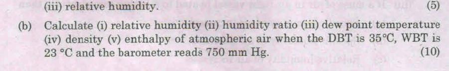Solved (b) Calculate (i) relative humidity (ii) humidity | Chegg.com