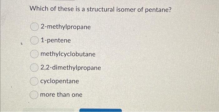 Solved Which of these is a structural isomer of pentane? | Chegg.com