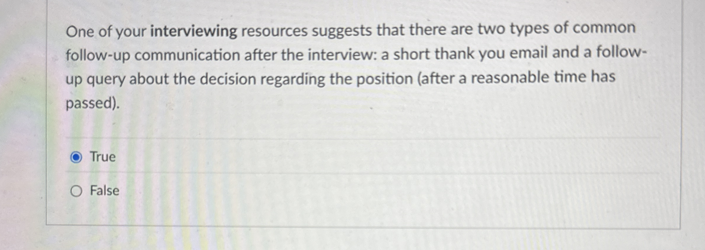 Solved One of your interviewing resources suggests that | Chegg.com