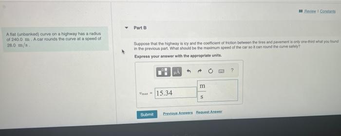 Solved Part A Allot (unbanked) curve on a highway has a | Chegg.com