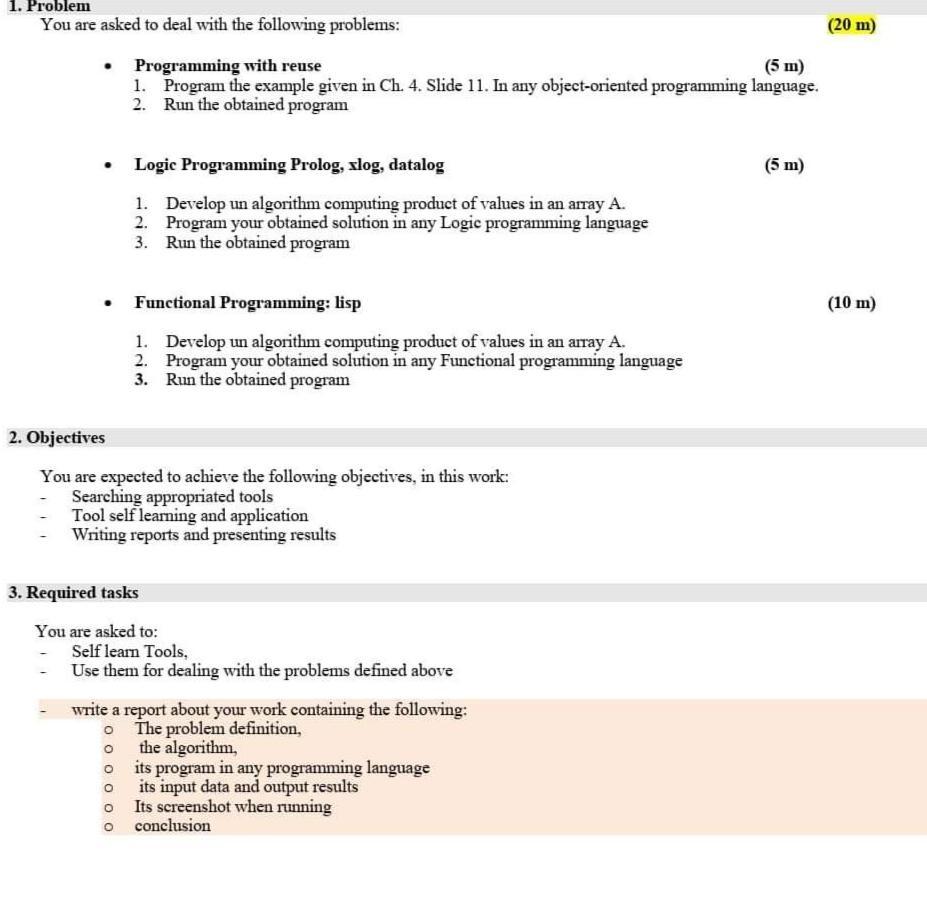 (20 m) 1. Problem You are asked to deal with the | Chegg.com