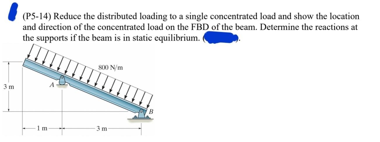 Solved (P5-14) Reduce the distributed loading to a single | Chegg.com