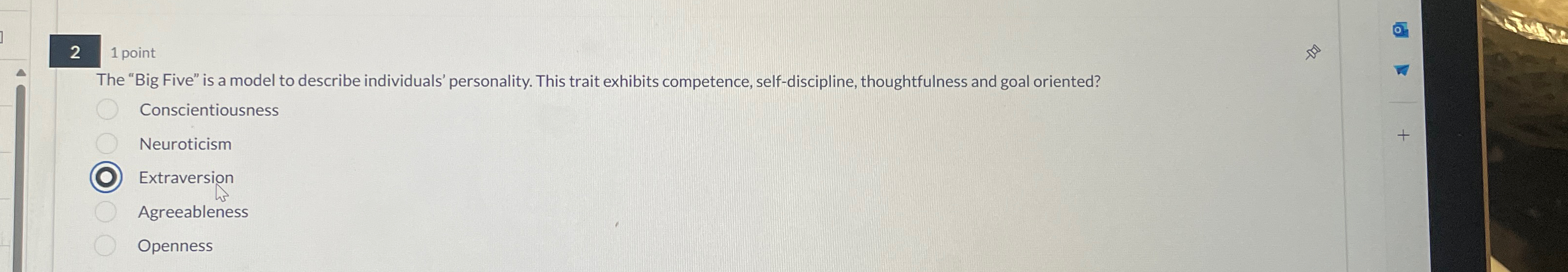 Solved 21 ﻿pointThe "Big Five" is a model to describe | Chegg.com