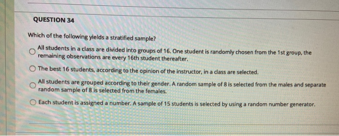 Solved QUESTION 34 Which of the following yields a | Chegg.com
