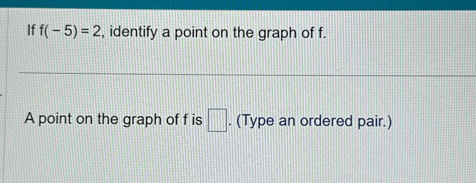 Solved If f(-5)=2, ﻿identify a point on the graph of f.A | Chegg.com