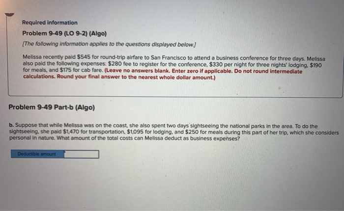 Solved Required information Problem 9-49 (LO 9-2) (Algo) | Chegg.com Solved Required information Problem 9-49 (LO 9-2) (Algo) | Chegg.com