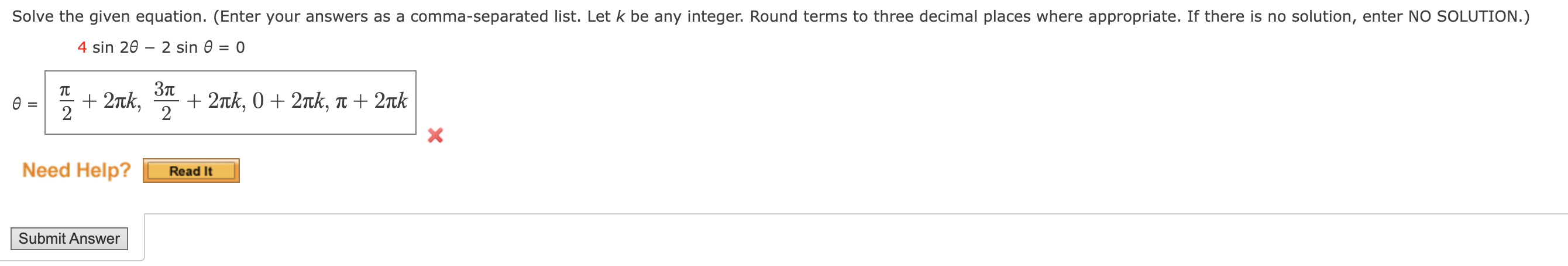 Solved Solve the given equation. (Enter your answers as a | Chegg.com