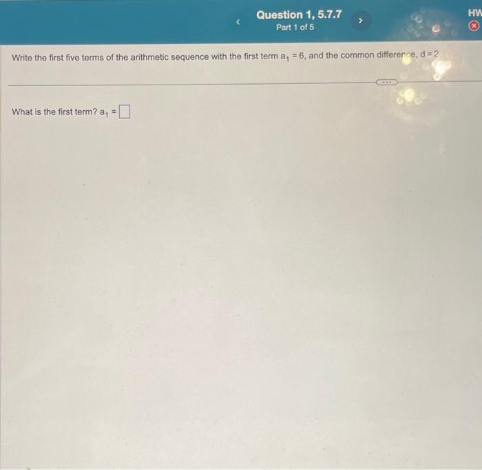 Solved Write the first five terms of the arithmetic sequence | Chegg.com