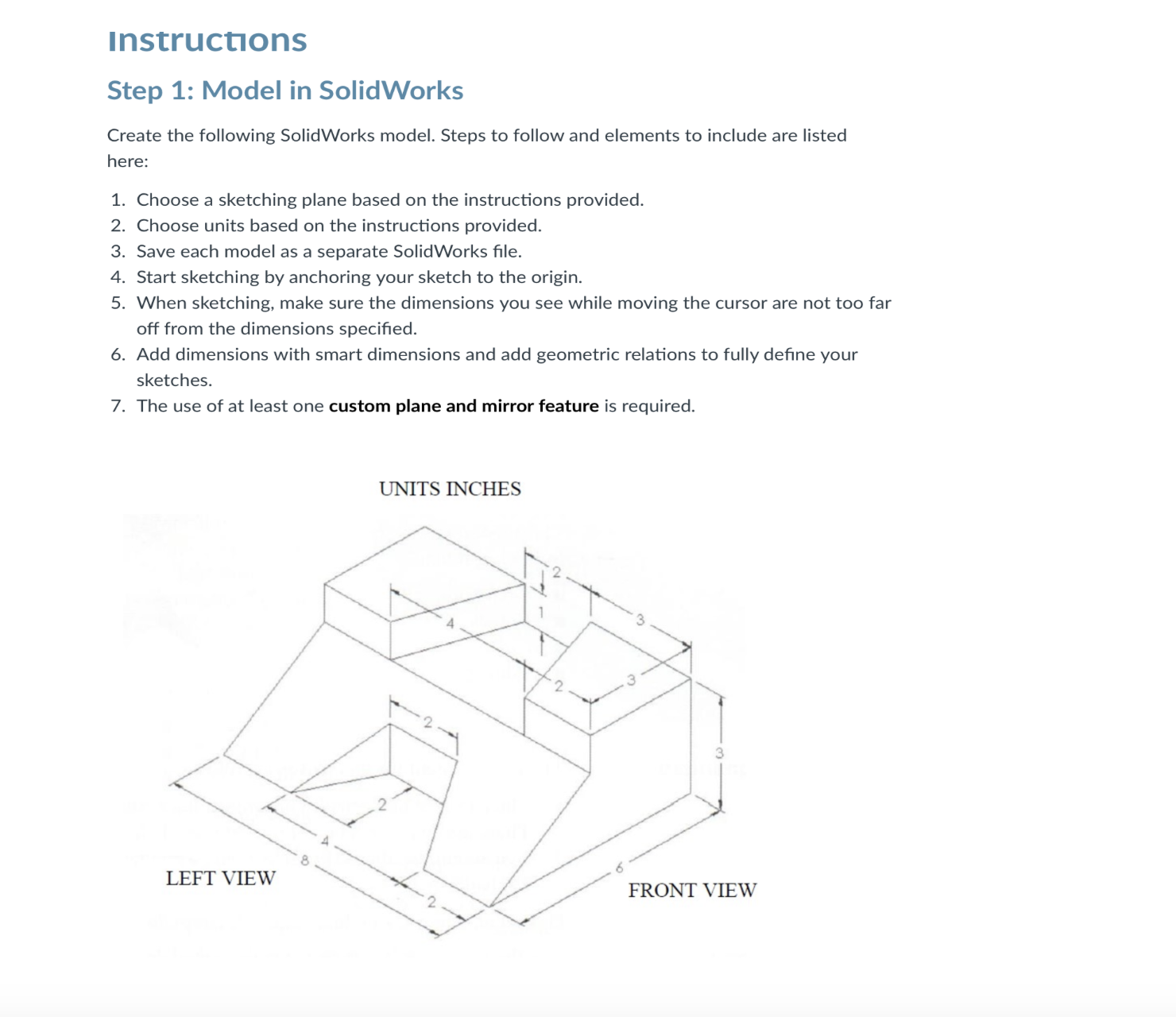 Solved Tell me step by step how to this in Solidworks. This | Chegg.com