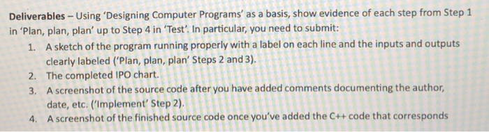 Solved Deliverables - Using 'Designing Computer Programs' as | Chegg.com