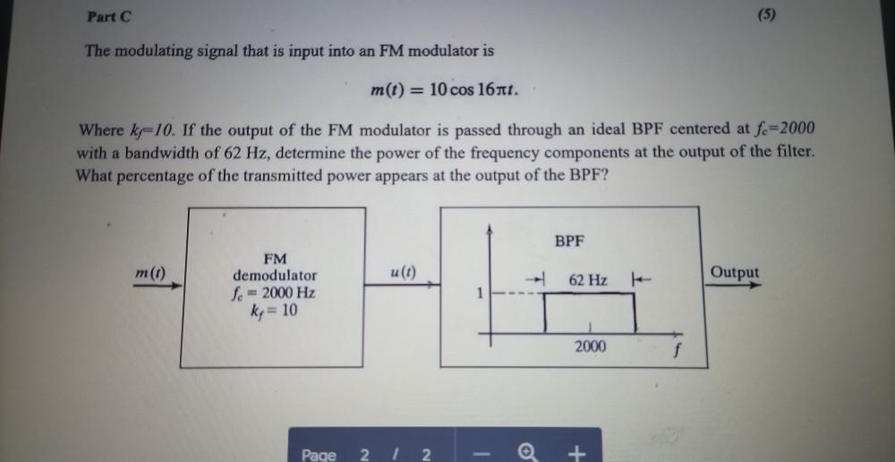 Solved Part C (5) The modulating signal that is input into | Chegg.com