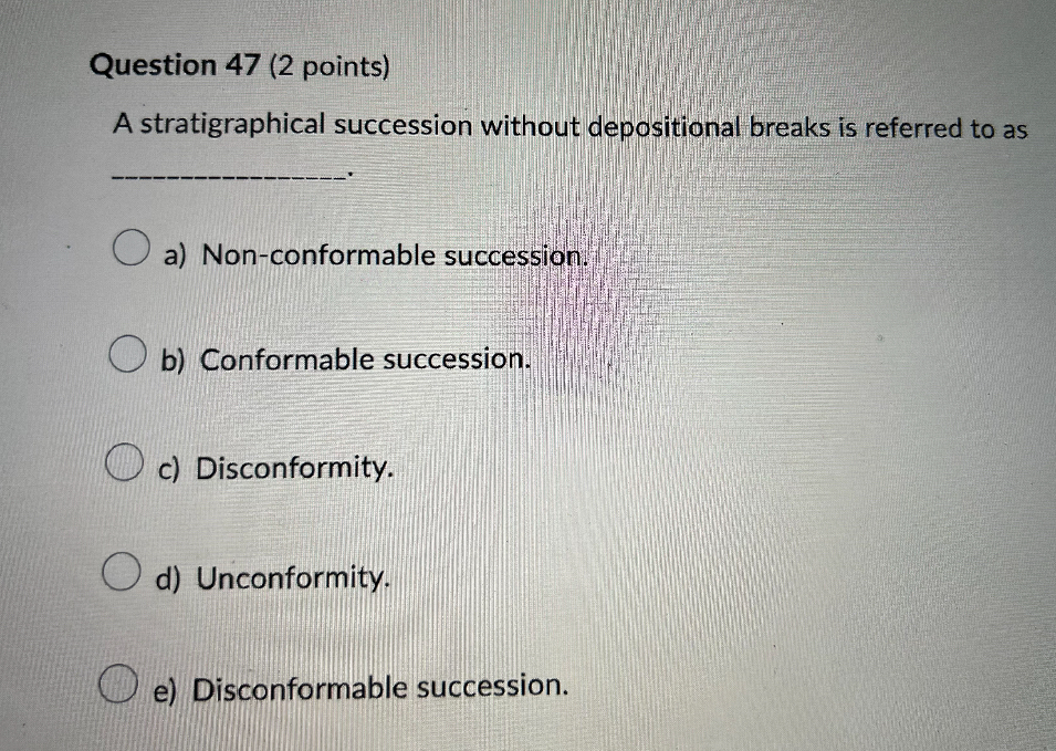 Solved Question 47 (2 ﻿points)A stratigraphical succession | Chegg.com