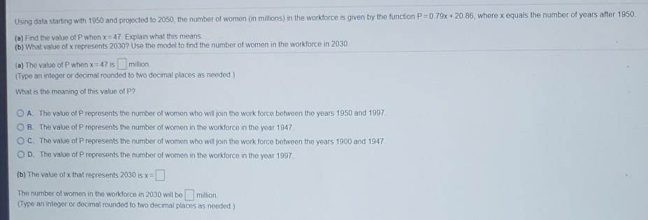 Solved Using data starting with 1950 and projected to 2050 | Chegg.com