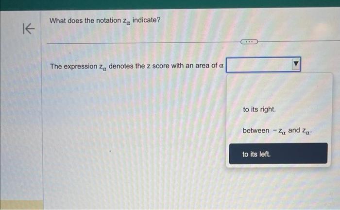 Solved What does the notation zα indicate? The expression zα | Chegg.com
