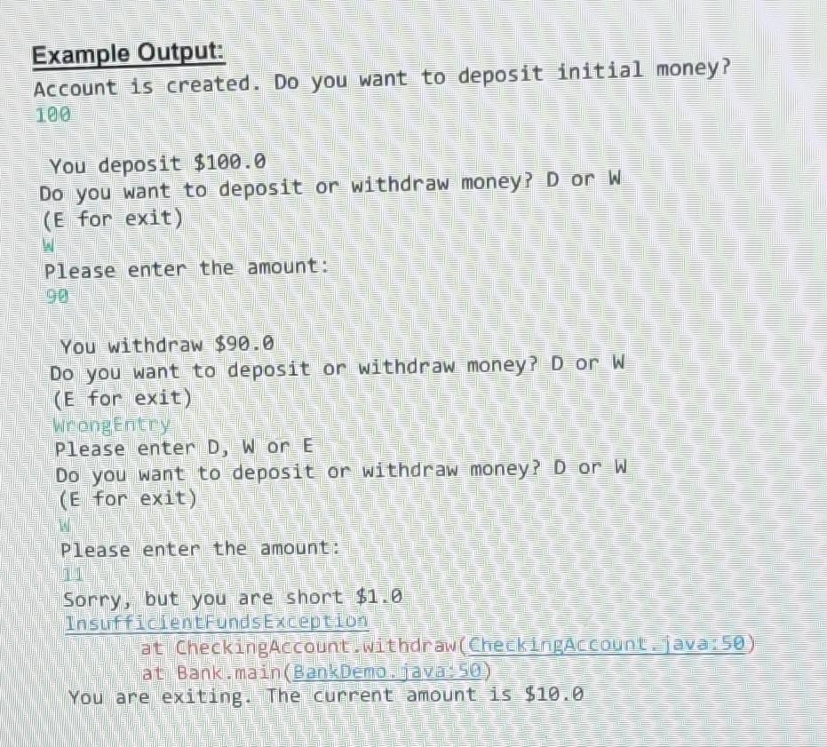Solved - InsufficientFundsException.java class: - Extends | Chegg.com